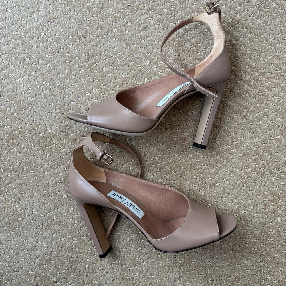 Jimmy Choo | Shoes | Jimmy Choo Nude Peep Toe Heels | Poshmark